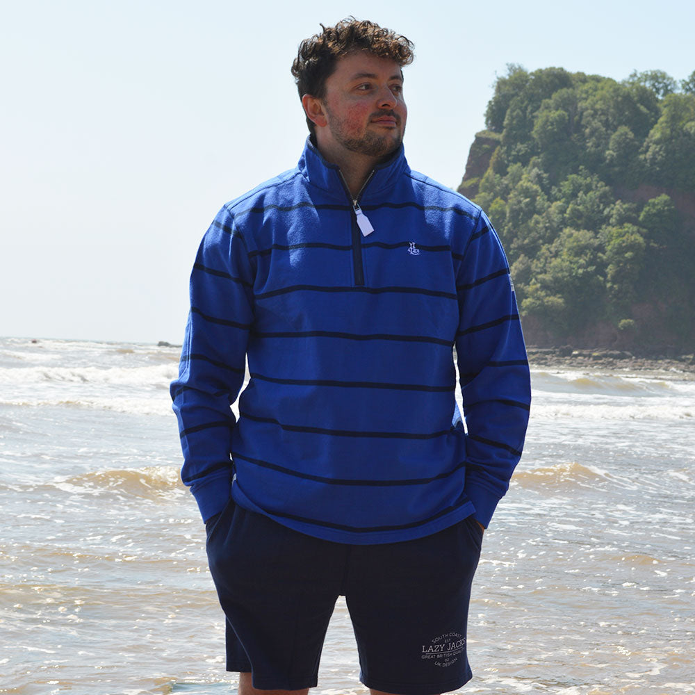 LJ51 - Mens Striped 1/4 Zip - Royal – Lazy Jacks