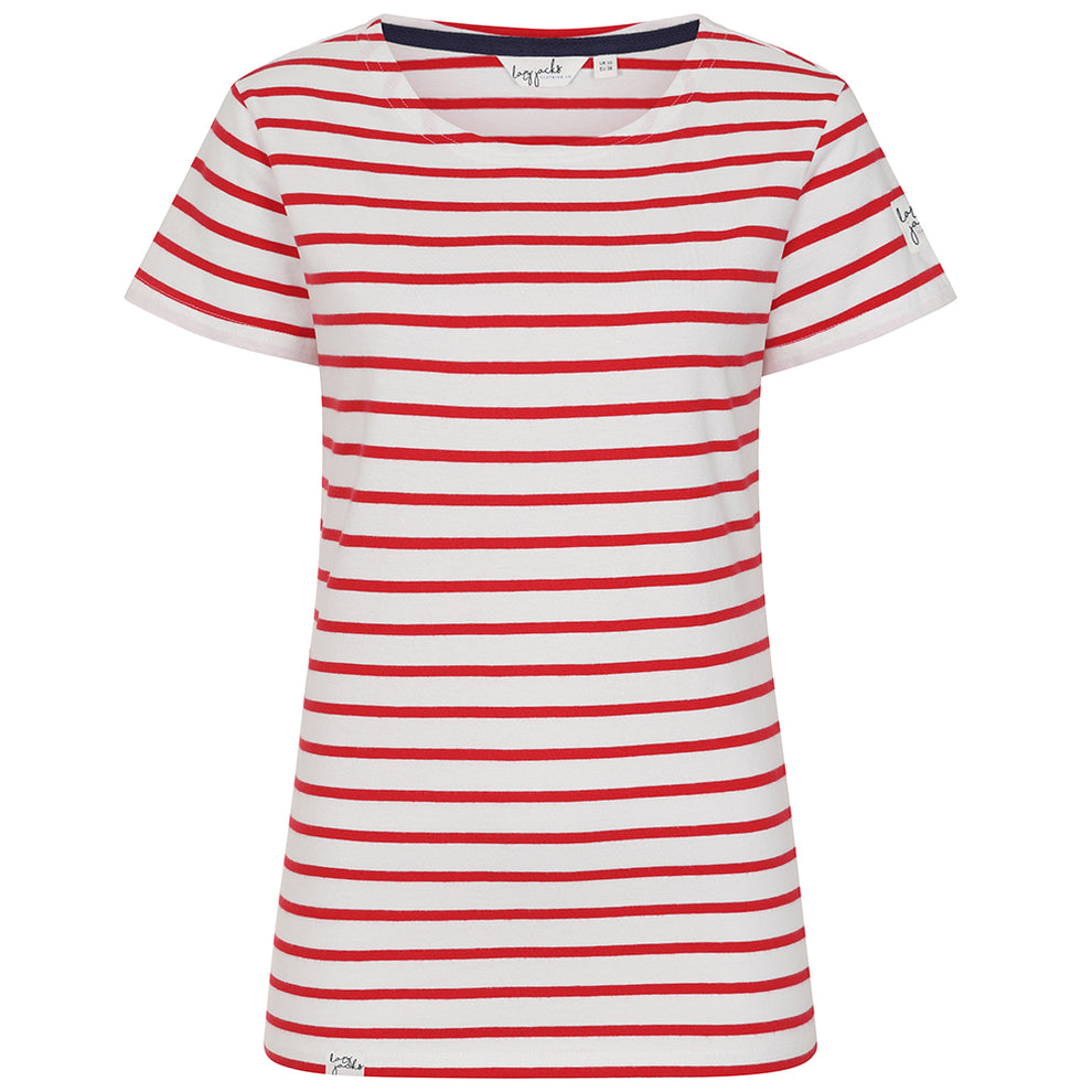 LJ8 - Ladies' Striped Breton T-Shirt - Red – Lazy Jacks